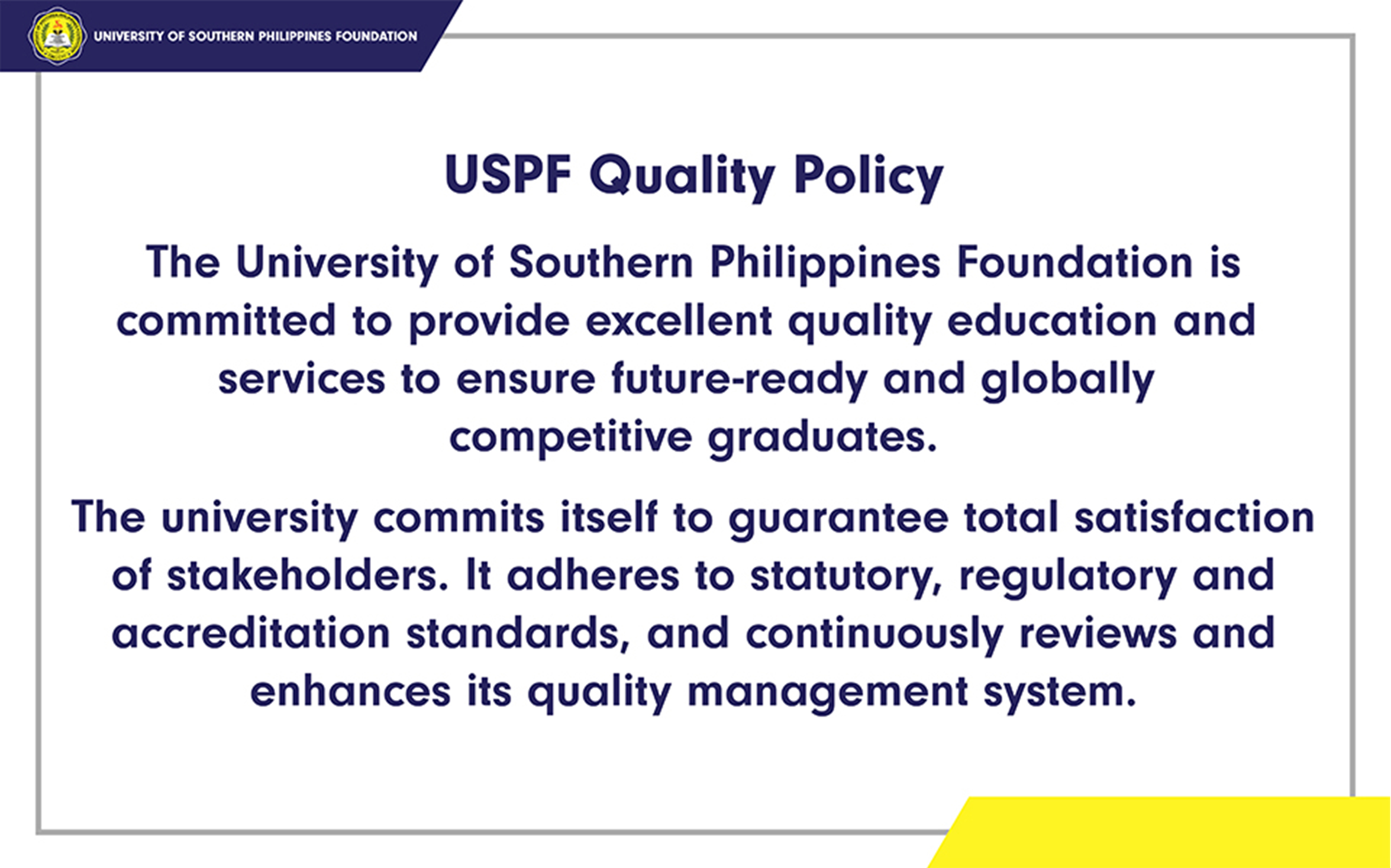 UNIVERSITY OF SOUTHERN PHILIPPINES FOUNDATION